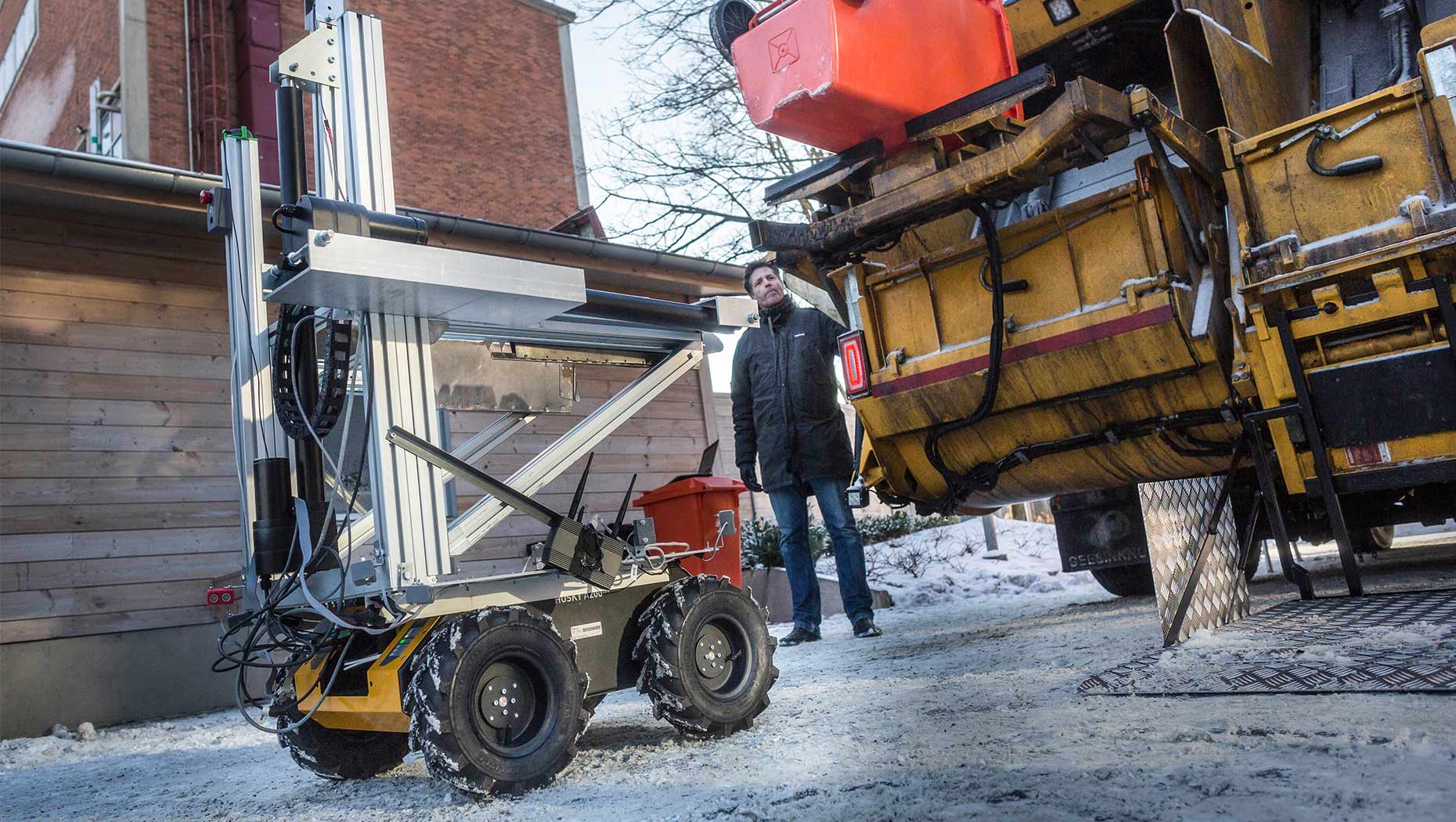 Drone to help refuse-collecting robot | Volvo Group